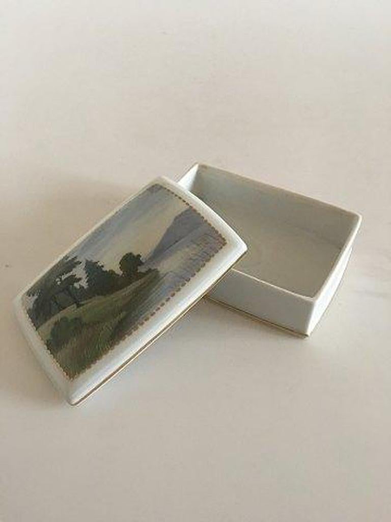Rosenthal Art Nouveau Lidded Dish with Landscape Motif For Sale at 1stDibs