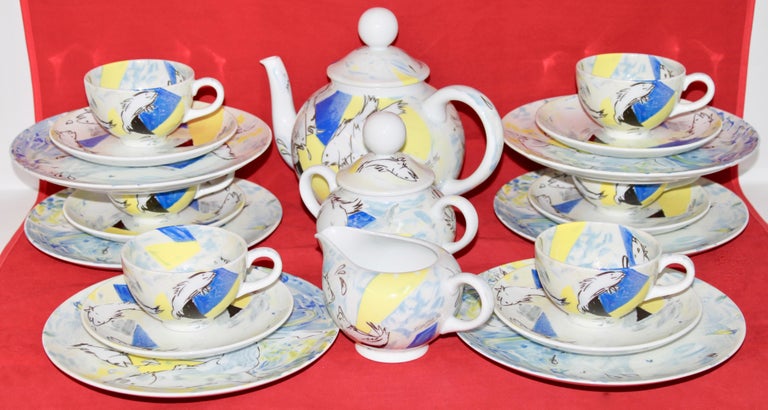 Rosenthal Designer Pop Art Porcelain Tea Set for Six, "Teeforelle" 'Tea ...