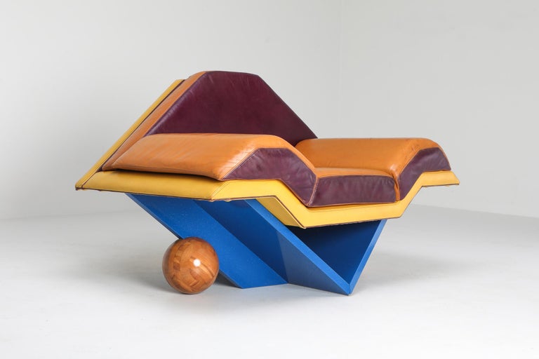 Rosenthal Memphis Club Chair, Post-Modern, Multicoloured Diamond Shaped ...