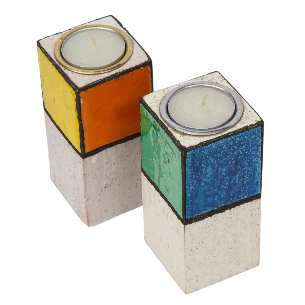 Rosenthal Netter Candlesticks, Ceramic, Mondrian, Orange, Yellow, Blue ...