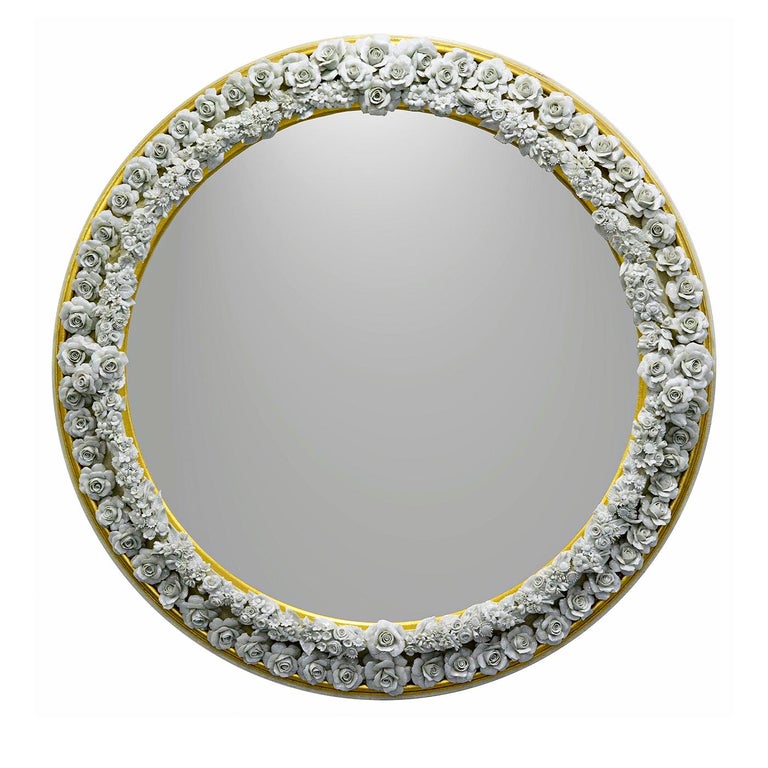 Roses and Wildflowers Round Mirror For Sale at 1stDibs