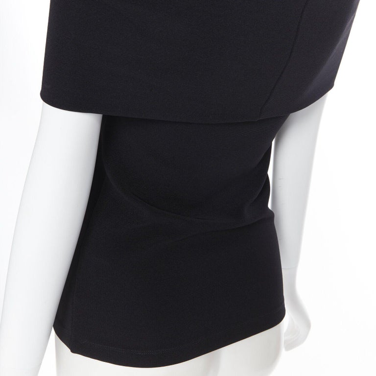 ROSETTA GETTY black knitted foldover banded off shoulder stretch top XS ...