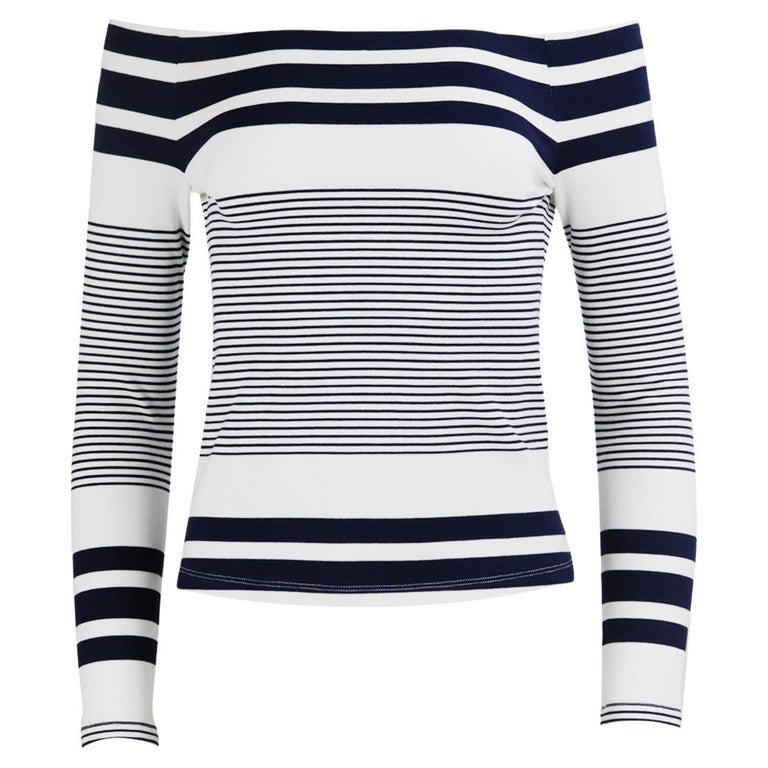 Rosetta Getty Off The Shoulder Striped Stretch Jersey Top Small For ...