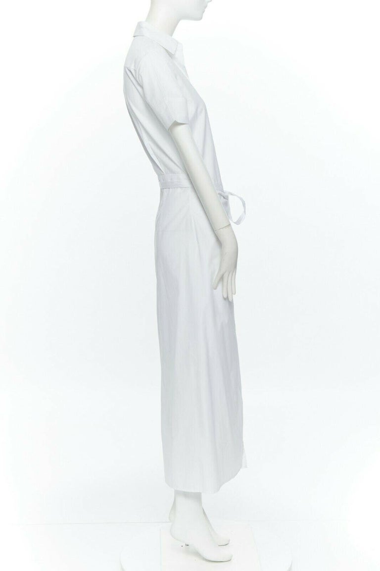 ROSETTA GETTY white cotton maxi long shirt dress apron fold minimal tie ...