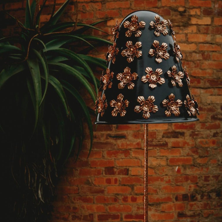 Modern Copper Rosette and Steel Tripod Standing Floor Lamp For Sale at ...