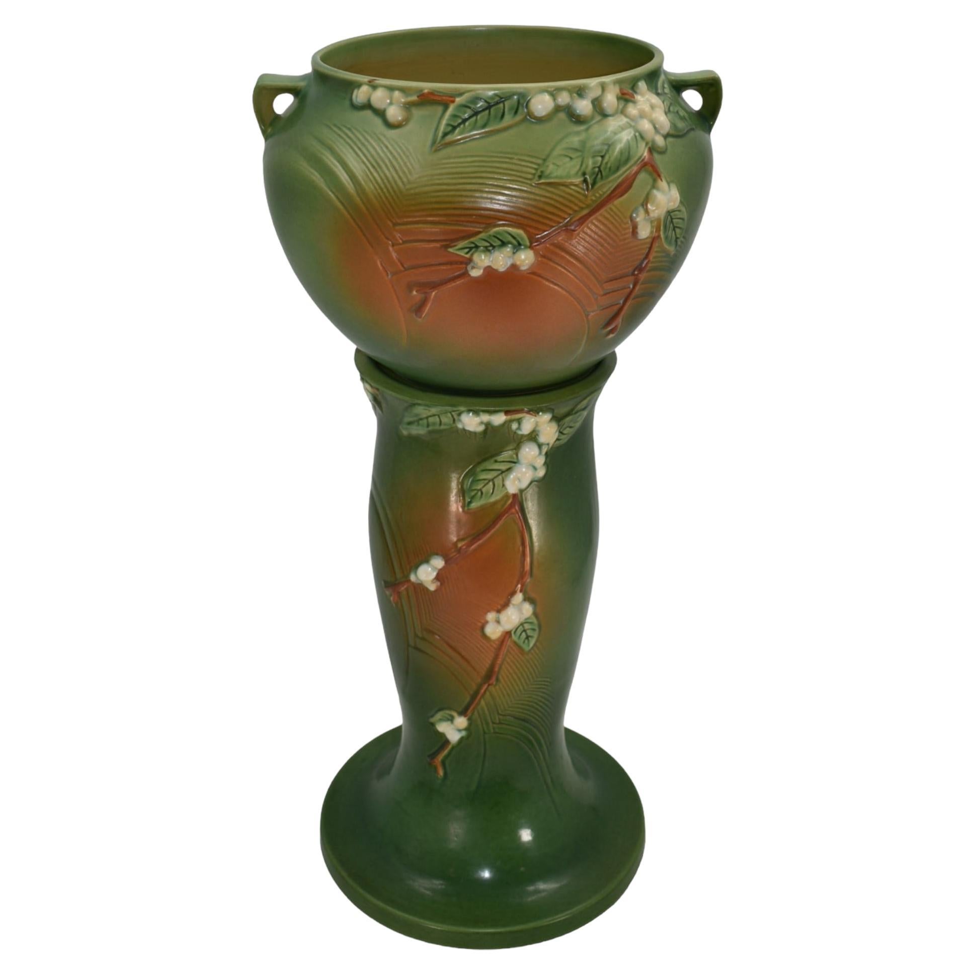 Roseville Fuchsia Green 1938 Vintage Art Pottery Jardiniere Pedestal ...