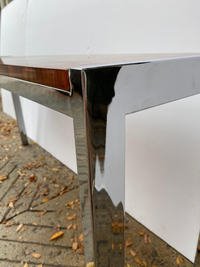 Rosewood and Chrome Console in the Style of Milo Baughman at 1stDibs