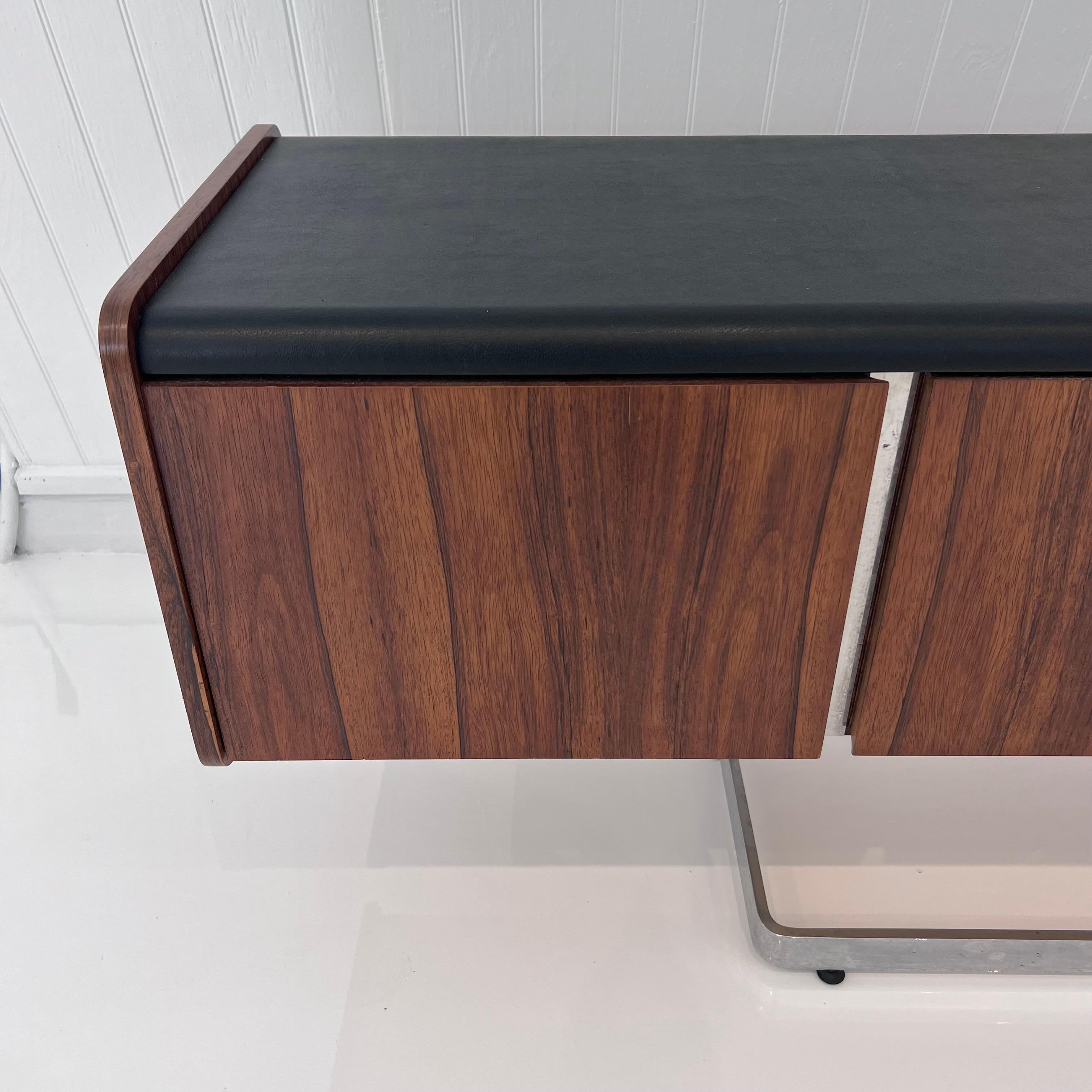 Rosewood and Chrome Floating Credenza by Ste. Marie and Laurent, 1970s ...