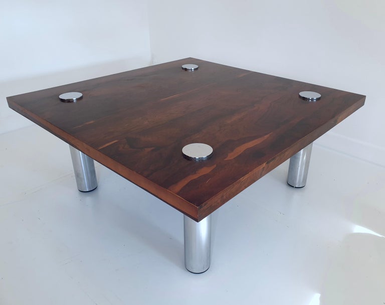 Rosewood and Chrome Side Table by Pieff, England, circa 1970 ‘1 of 2 ...