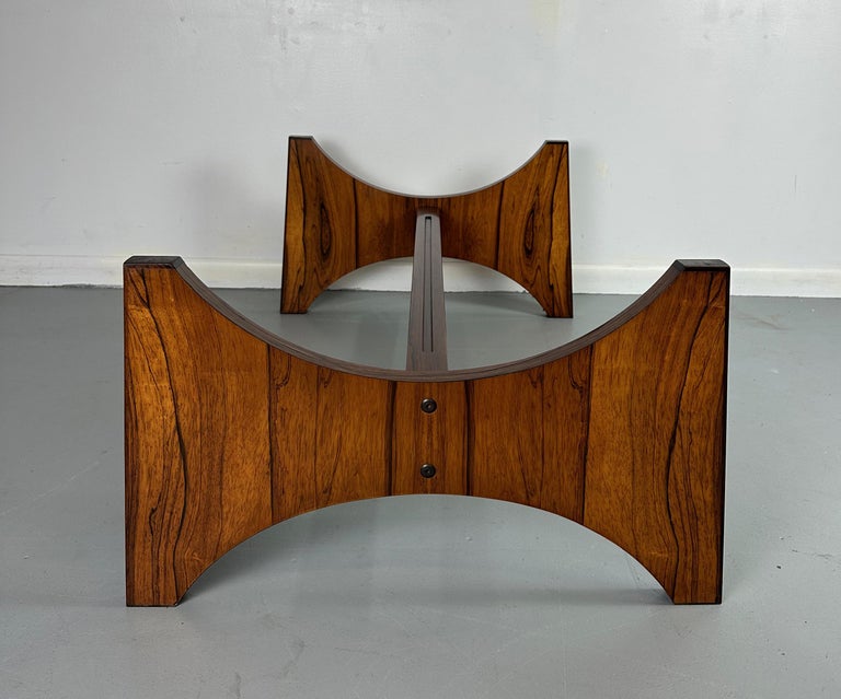Mid Century Rosewood and Glass Large Rectangular Coffee Table by Torpe ...