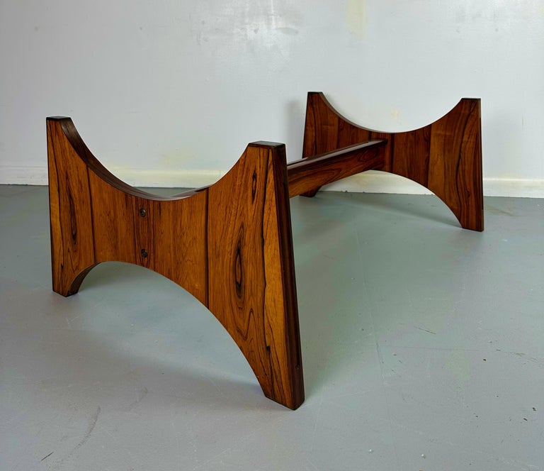 Mid Century Rosewood and Glass Large Rectangular Coffee Table by Torpe ...