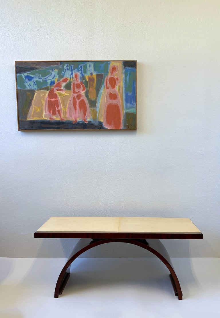Rosewood and Goatskin Parchment Paper Art Deco Coffee Table For Sale at ...