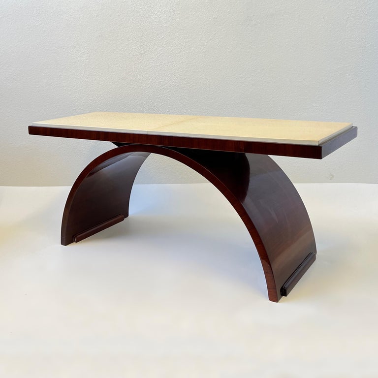Rosewood and Goatskin Parchment Paper Art Deco Coffee Table For Sale at ...