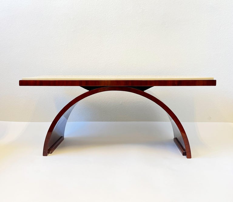 Rosewood and Goatskin Parchment Paper Art Deco Coffee Table For Sale at ...