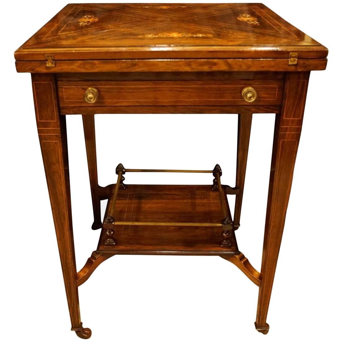 Rosewood and Inlay Envelope Card Table For Sale at 1stDibs