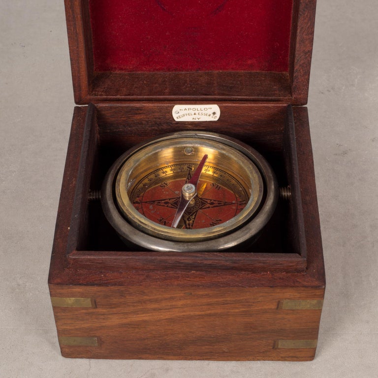 Rosewood Boxed Gimbaled Compass, circa 1940-1950 For Sale at 1stDibs
