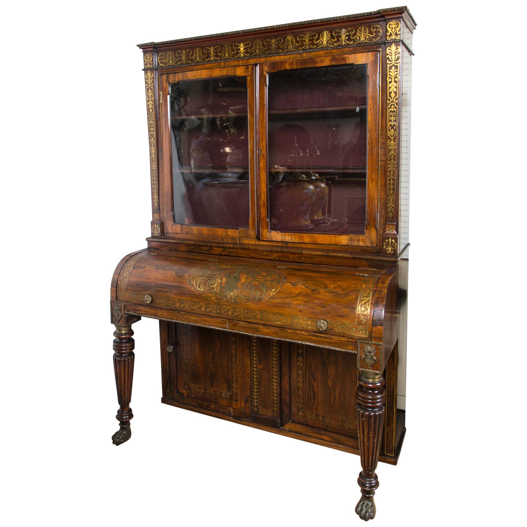 Venetian Painted Bombe Secretary Bookcase at 1stDibs