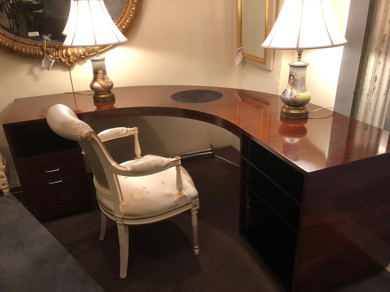 Rosewood Demilune Mid-Century Modern Jewelers or Large Office Desk at ...