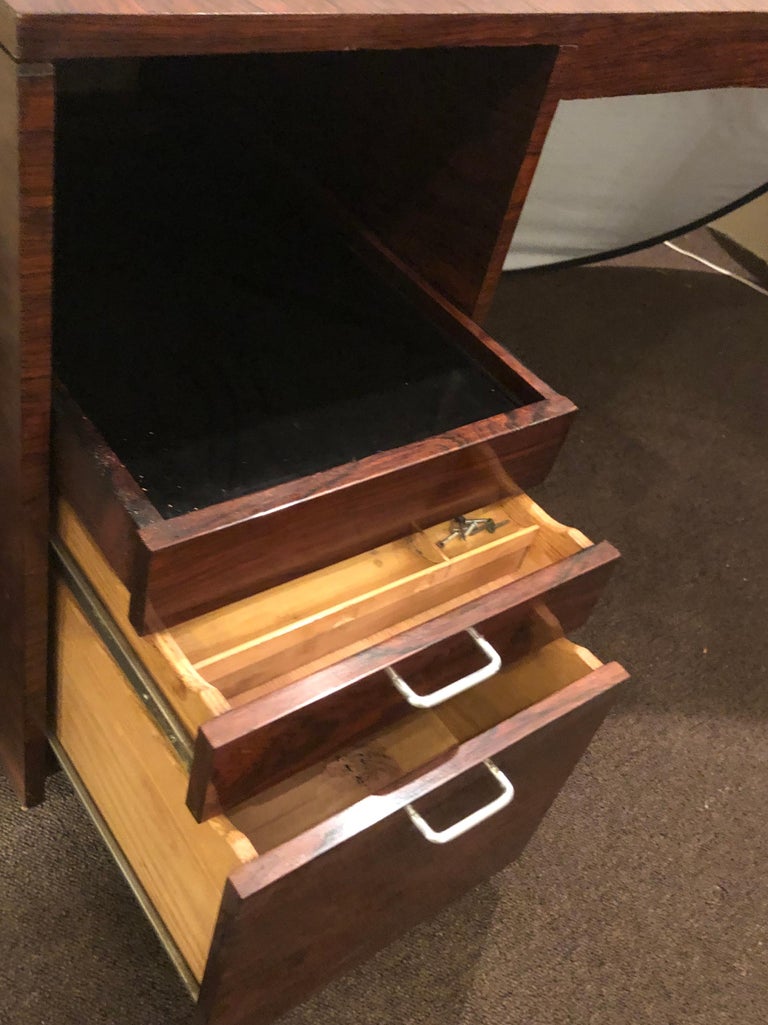 Rosewood Demilune Mid-Century Modern Jewelers or Large Office Desk at ...