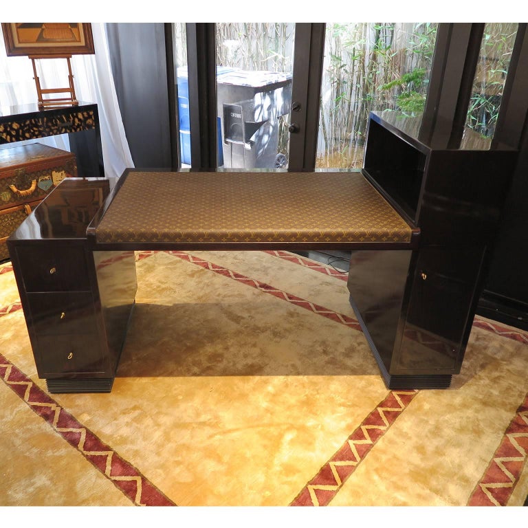 Rosewood Desk by Francisque Chaleyssin with Vintage Louis Vuitton ...