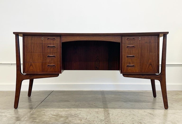 Rosewood Executive Desk by Svend Åge Madsen for H.P. Hansen at 1stDibs