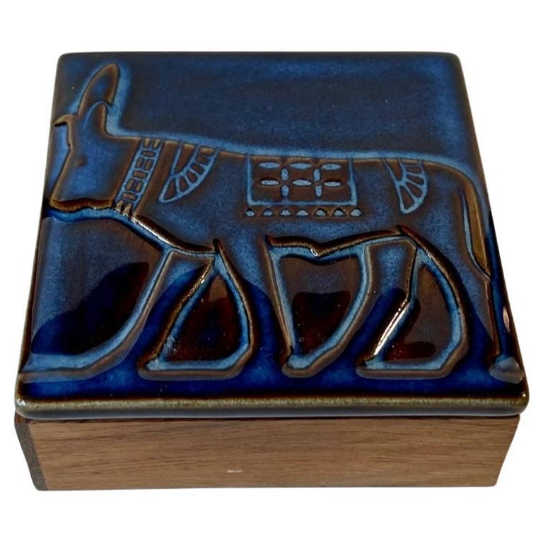 Rosewood, Formica and Ceramic Cigarette Box by Einar Johansen for ...
