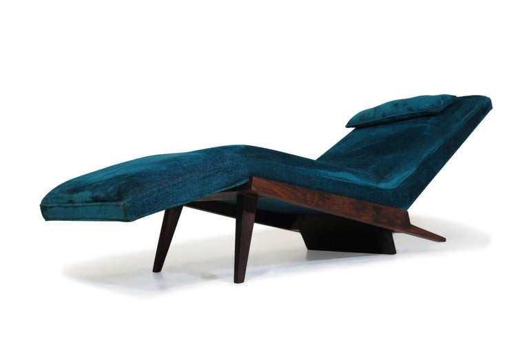 Rosewood Framed Brazilian Modern Angled Chaise Lounge For Sale at 1stDibs