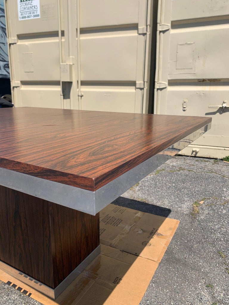 Rosewood Laminated Dining Table with Chrome Accents For Sale at 1stDibs