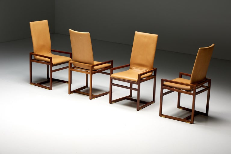 Rosewood Low Arm Dining Chairs by Pierre Balmain, France, 1980s For ...