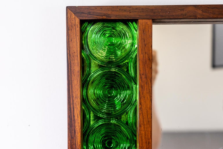 Rosewood and Roundel Glass Danish Mirror at 1stDibs