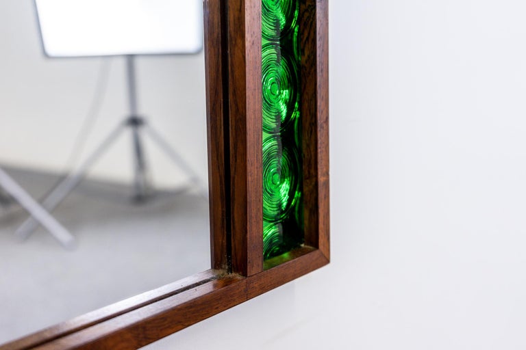 Rosewood and Roundel Glass Danish Mirror at 1stDibs