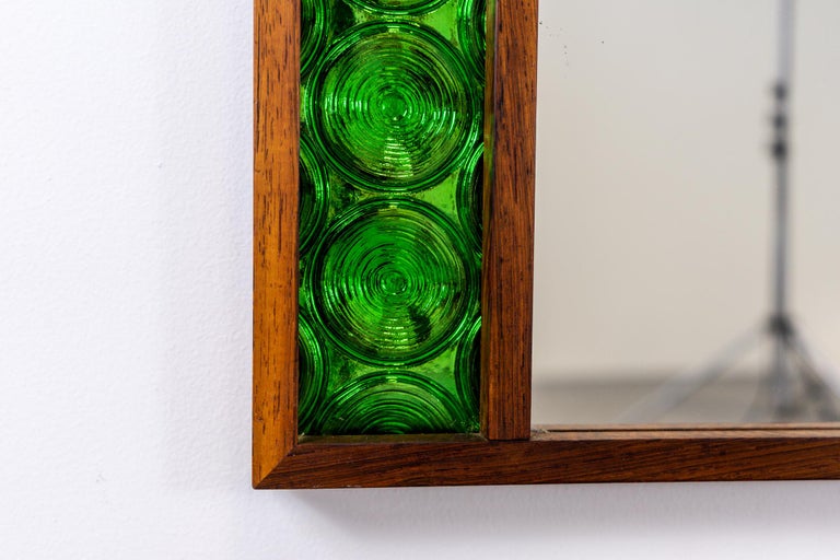 Rosewood and Roundel Glass Danish Mirror at 1stDibs