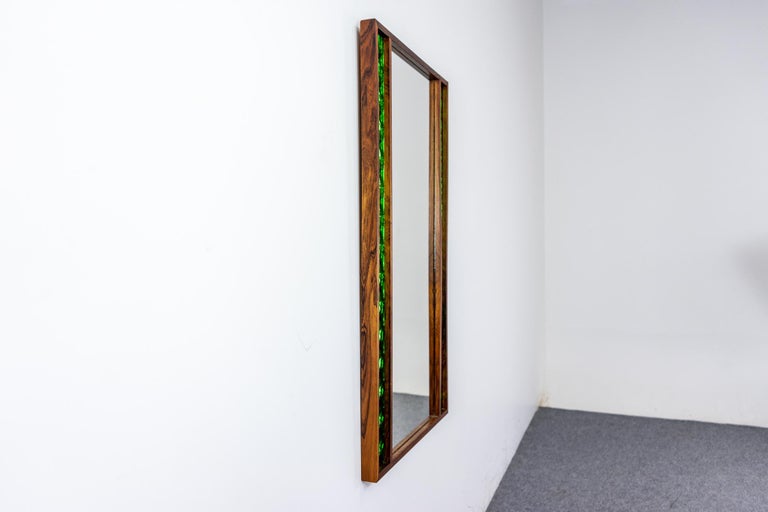 Rosewood and Roundel Glass Danish Mirror at 1stDibs