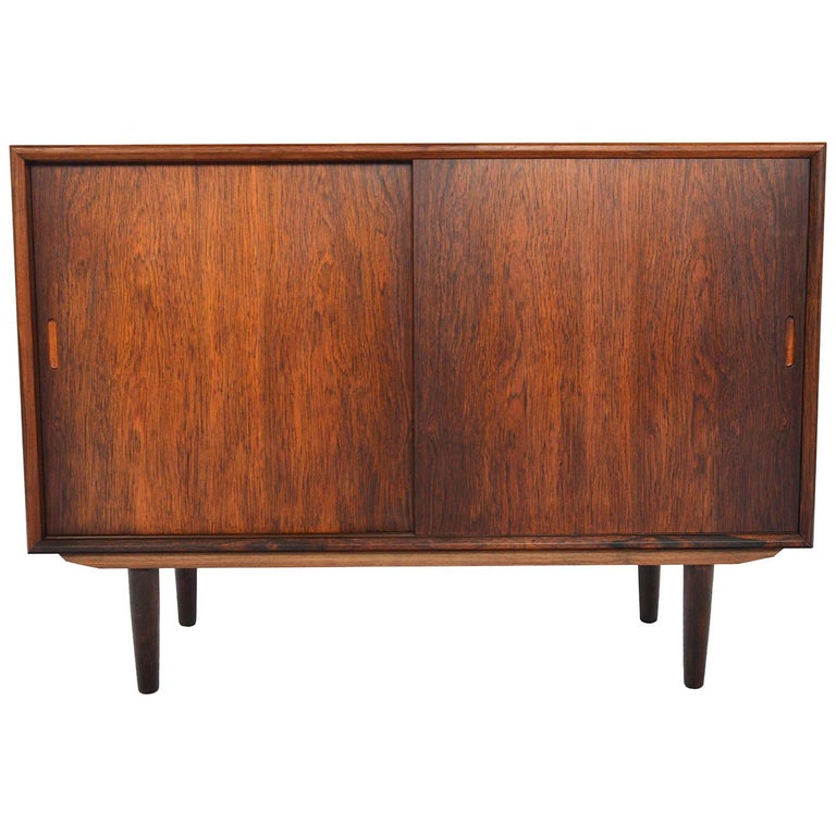 Rosewood Sliding Door Credenza by Knud Nielsen For Sale at 1stDibs