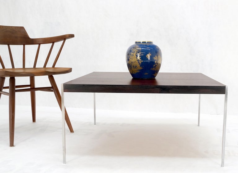Rosewood Square Top Thin Chrome Square Bar Legs Danish Mid-Century ...