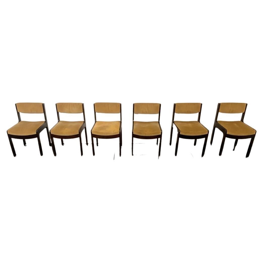 set of 4 dining chairs in Mahogany stained beech wood. For Sale at 1stDibs