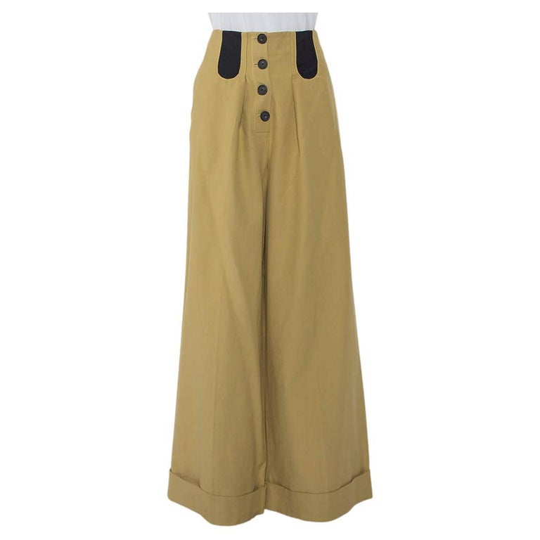 Rosie Assouiin Beige Cotton High Waist Busted Girdle Palazzo Pants M ...
