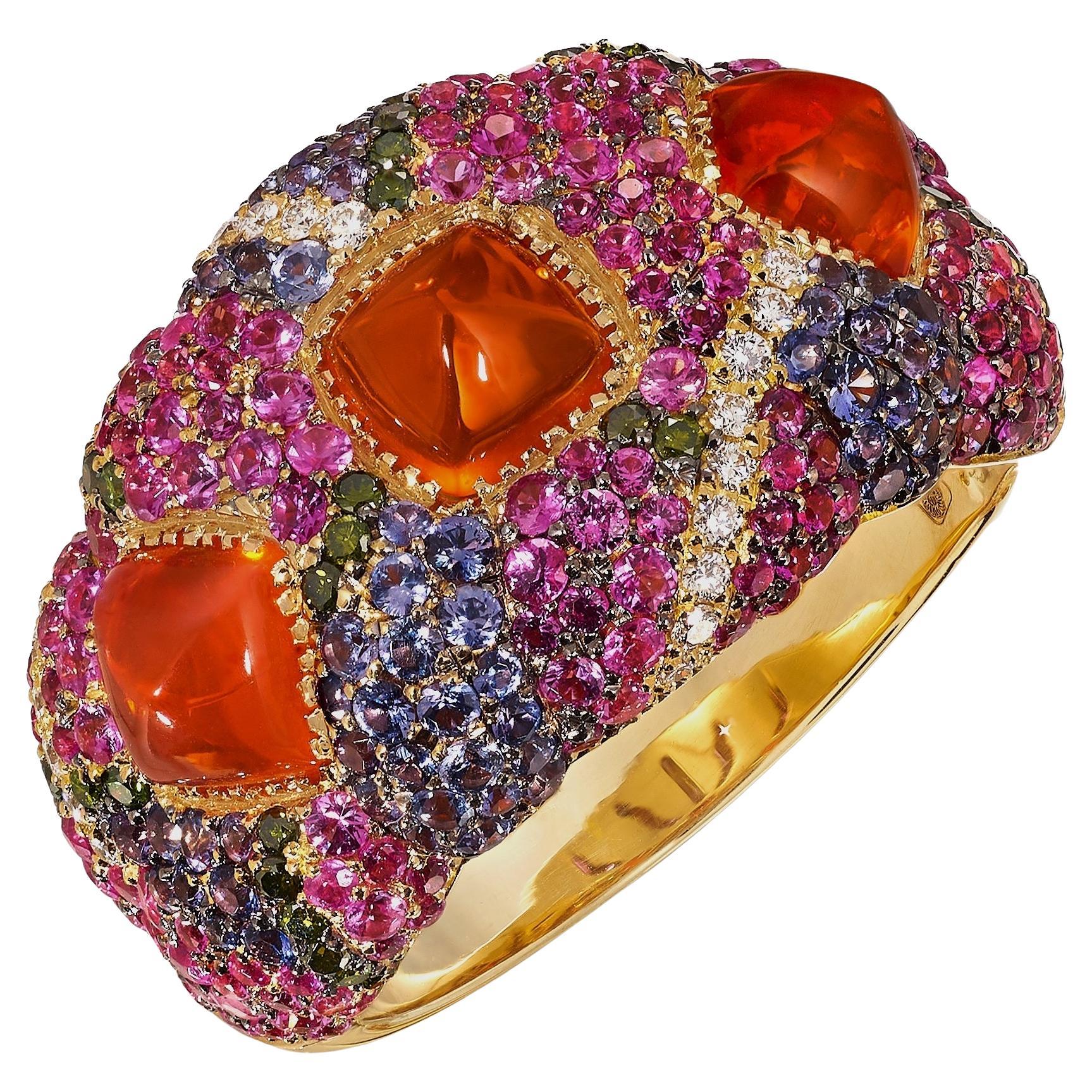 A bold contemporary fire opal ring at 1stDibs