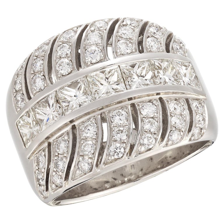 Rosior Vintage Diamond Cocktail Ring Set in Platinum For Sale at 1stDibs