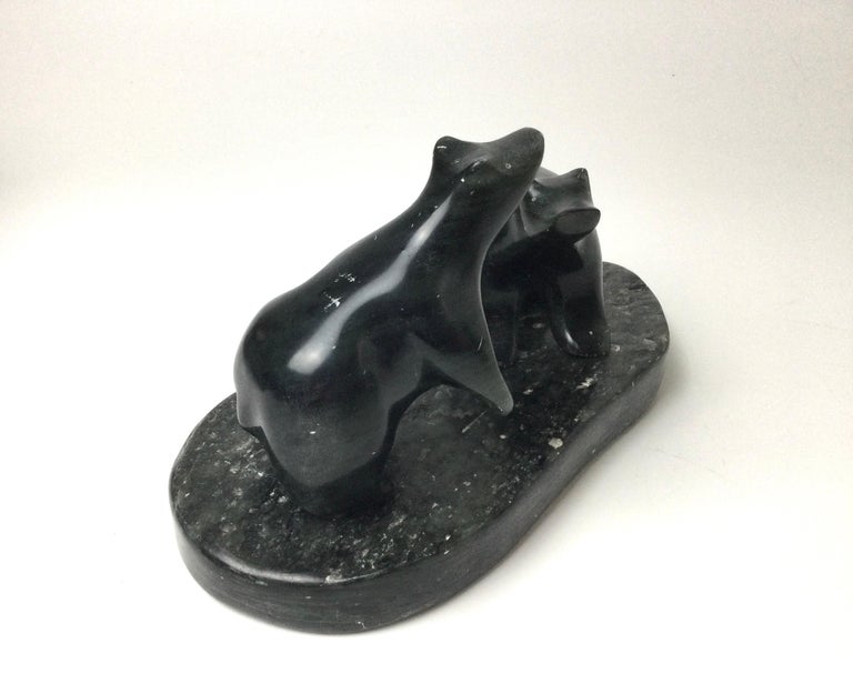 Ross Parkinson Eskimo Inuit Stone Art Sculpture of 2 Bears For Sale at ...