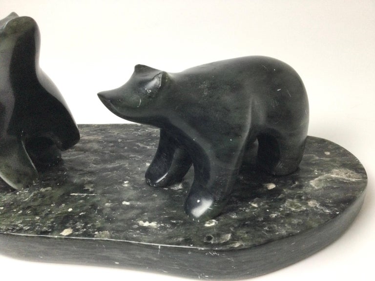 Ross Parkinson Eskimo Inuit Stone Art Sculpture of 2 Bears For Sale at ...