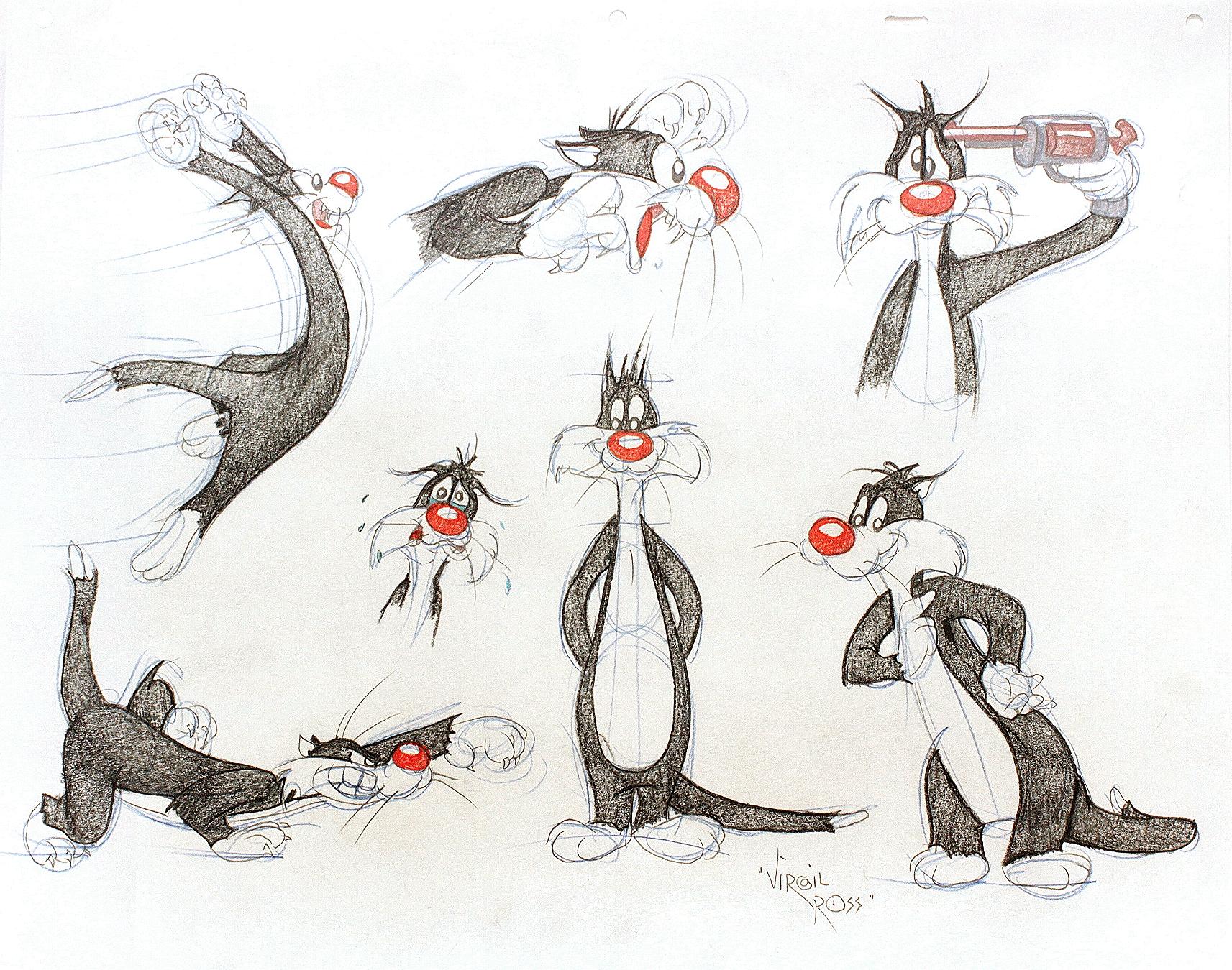 Ross, Virgil, Sylvester the Cat, 'Seven Original Drawings, circa 1990s ...