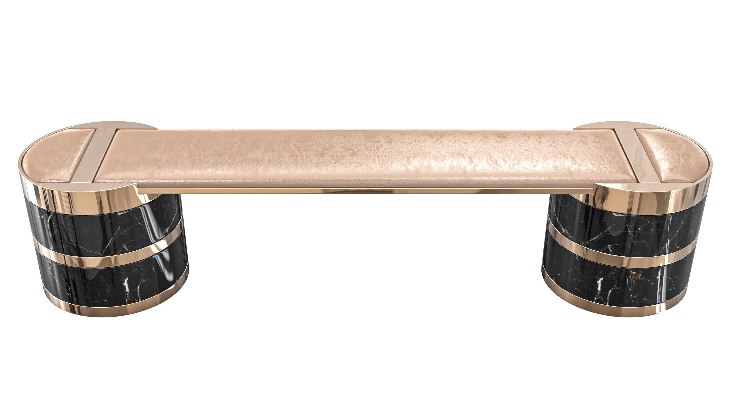 "Rossetto" Bench with Marble and Bronze Details, Hand Made, Istanbul ...