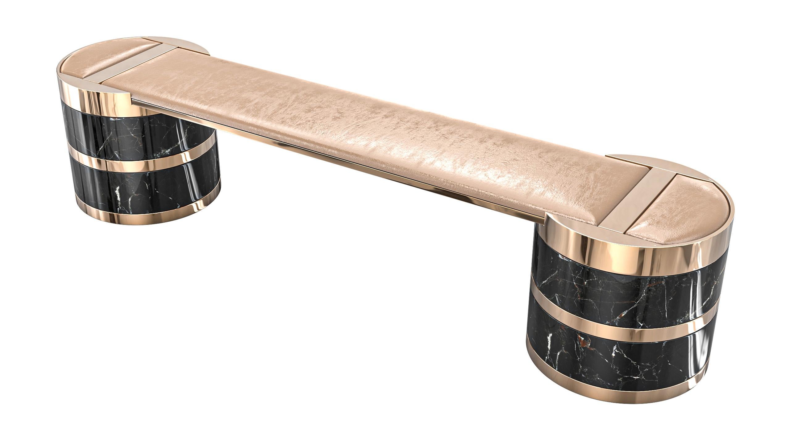 "Rossetto" Bench with Marble and Bronze Details, Hand Made, Istanbul ...