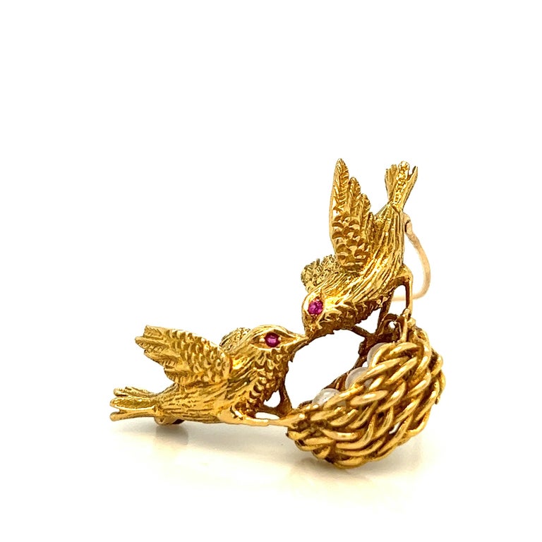 Rossi Birds Pearl Brooch For Sale at 1stDibs