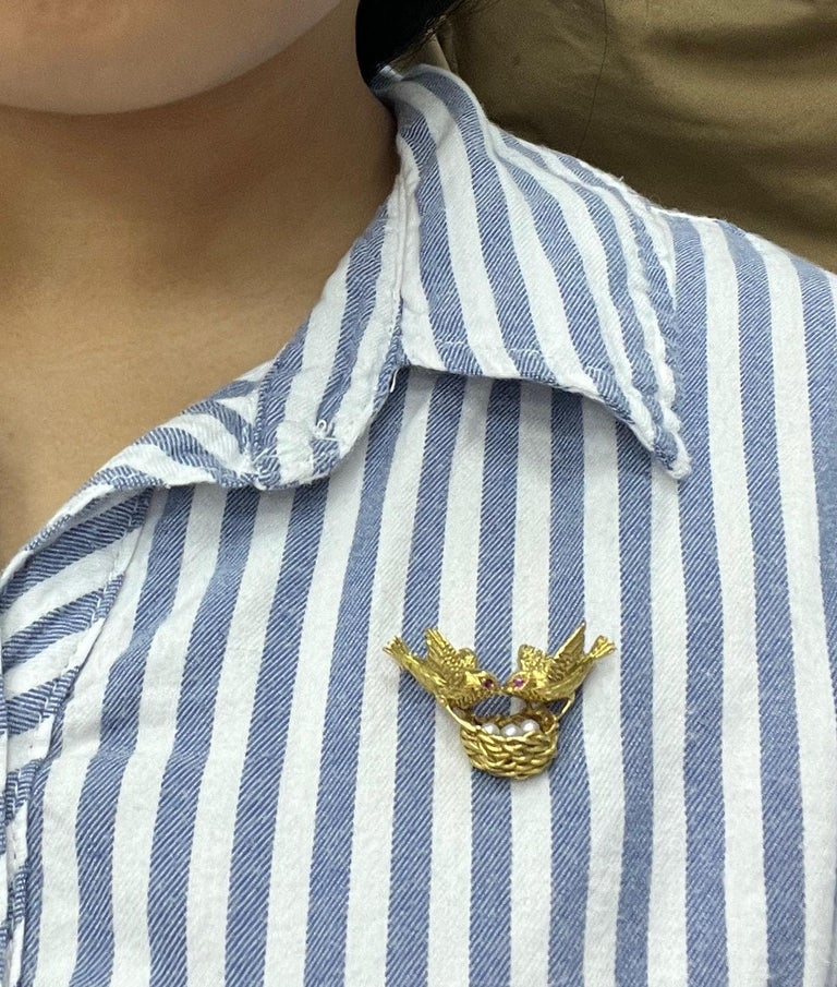 Rossi Birds Pearl Brooch For Sale at 1stDibs