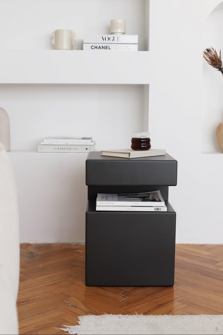 Rota Side Table with Multi-Angel Use, Dark Grey Colour For Sale at 1stDibs