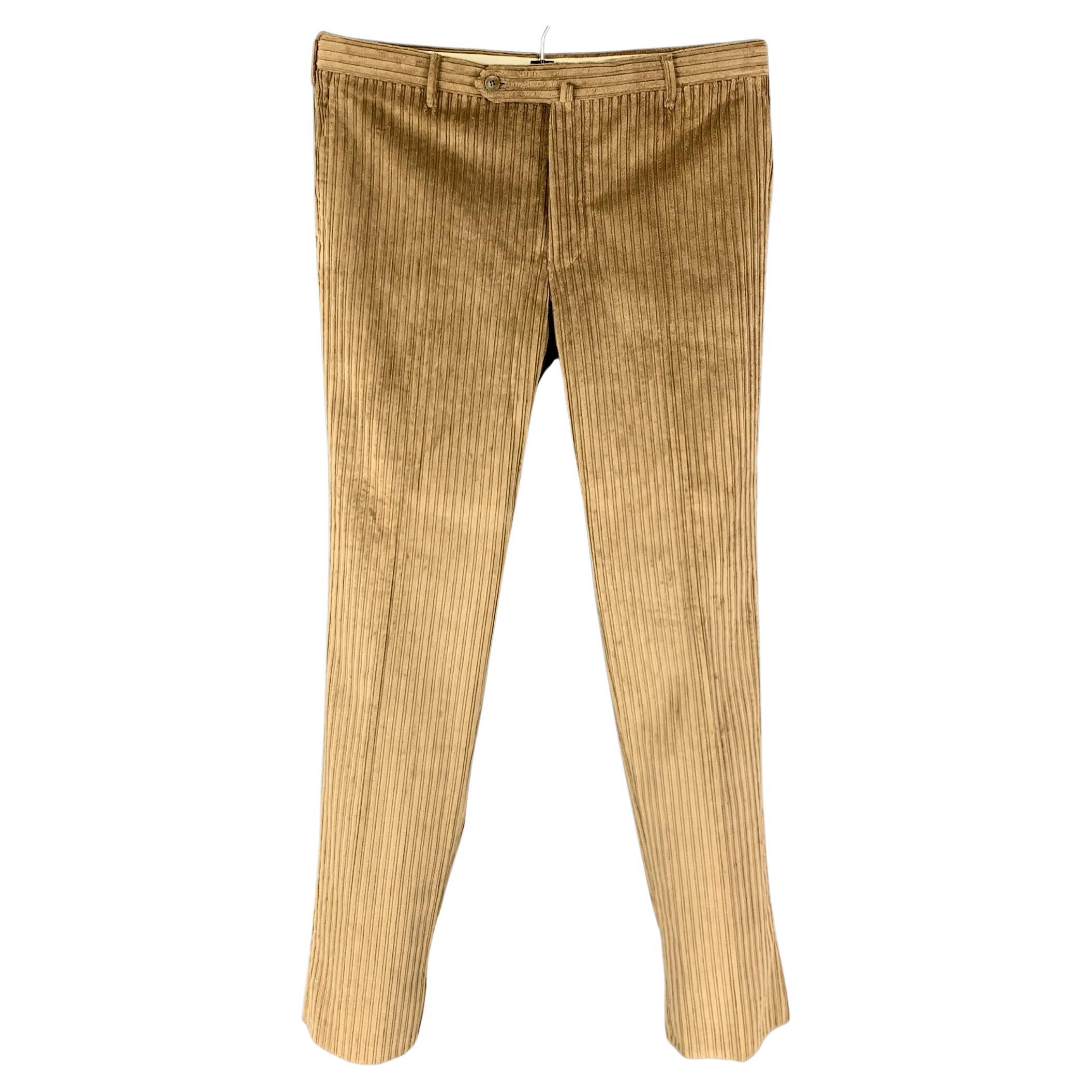 ROTA Size 36 Brown Corduroy Cotton Button Fly Dress Pants For Sale at ...