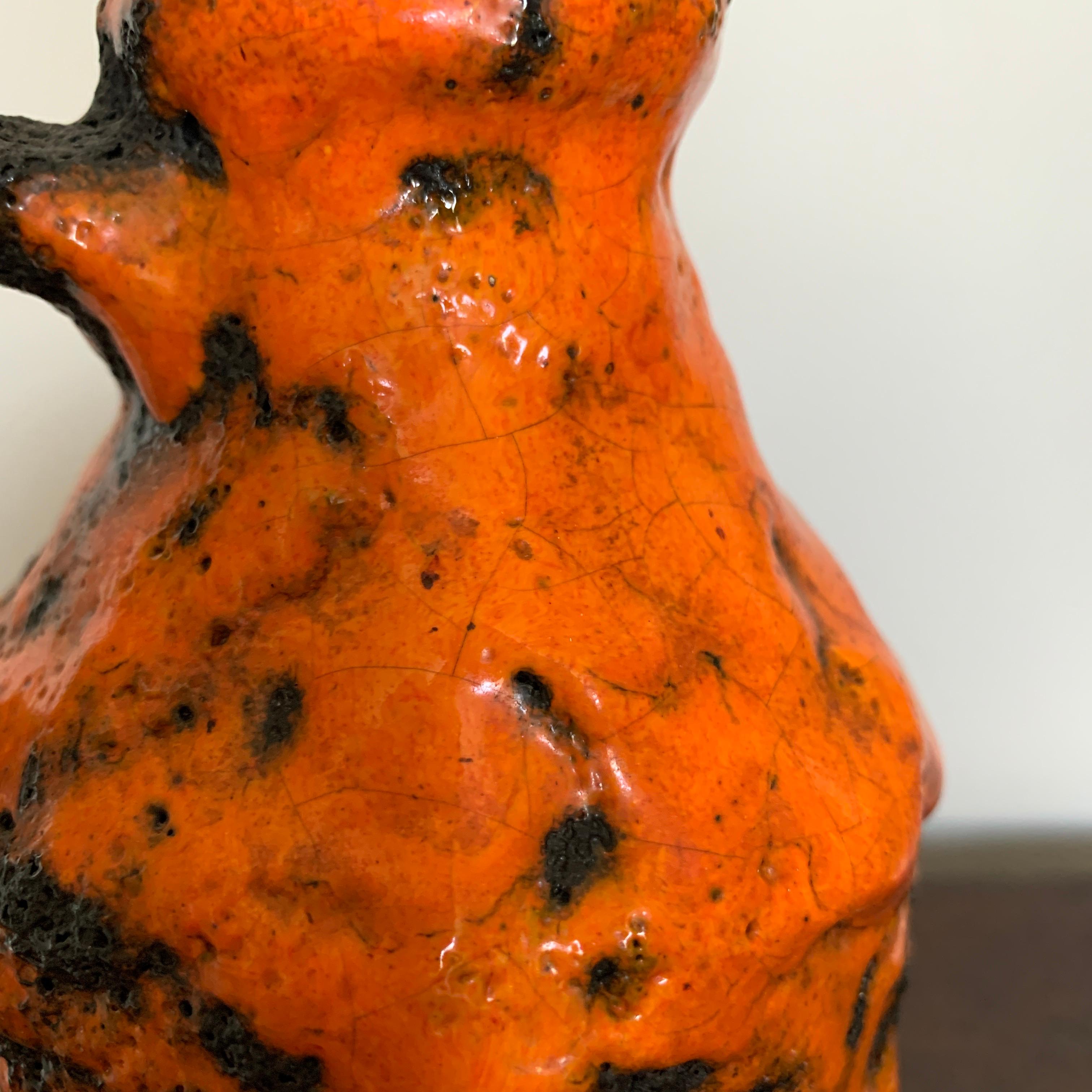 Roth Keramic Orange and Black Fat Lava Vase, West Germany For Sale at ...