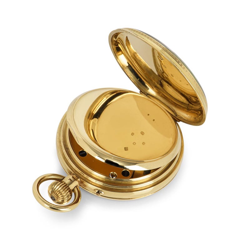 Rotherhams 18kt Gold Open Face PocketWatch with an Enamel Portrait of a ...